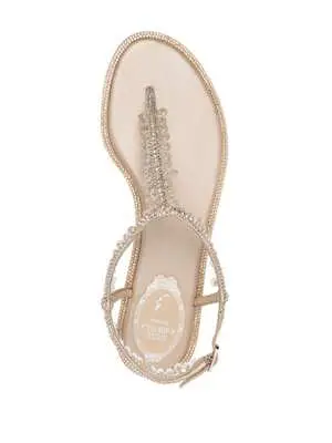 Rene Caovilla Embellished Leather Thong Sandals