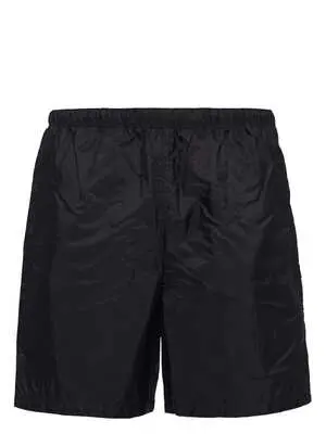Prada Re-nylon Triangle-logo Swim Shorts - Black