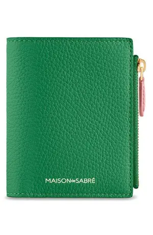 MAISON DE SABRE Small Leather Bifold Wallet - Emerald Lily