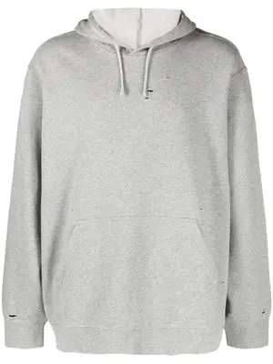 Givenchy Logo Embroidered Cotton Hoodie - Grey