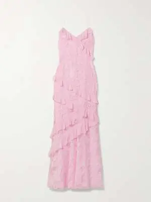LoveShackFancy Rialto Ruffled Georgette-trimmed Lace Maxi Dress