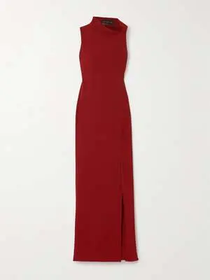 CORTANA Fiona Asymmetric Silk-blend Maxi Dress