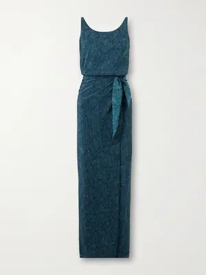 CORTANA Malena Printed Silk-crepe Maxi Dress