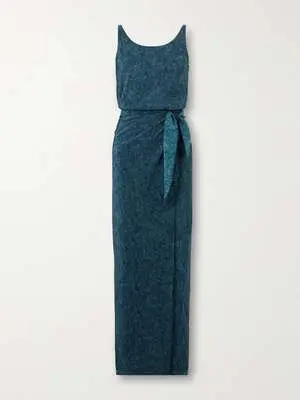 CORTANA Malena Printed Silk-crepe Maxi Dress