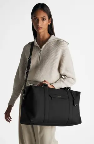 MAISON DE SABRE Leather Duffle Bag - Black Caviar