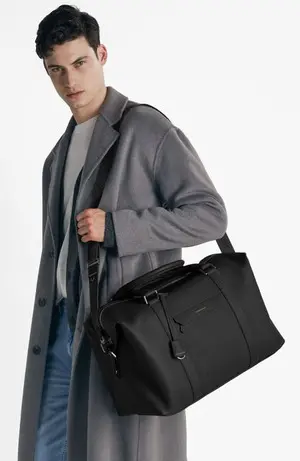 MAISON DE SABRE Leather Duffle Bag - Black Caviar