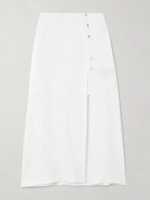 MOTHER OF PEARL Mother Of Pearl Maggie Faux Pearl-Embellished Organic Cotton Midi Skirt