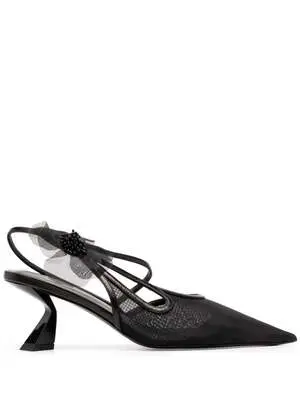 NENSI DOJAKA 65mm Faux-flower Leather Pumps