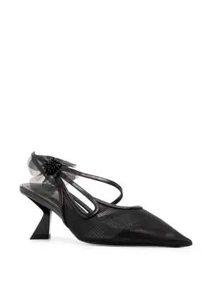 NENSI DOJAKA 65mm Faux-flower Leather Pumps