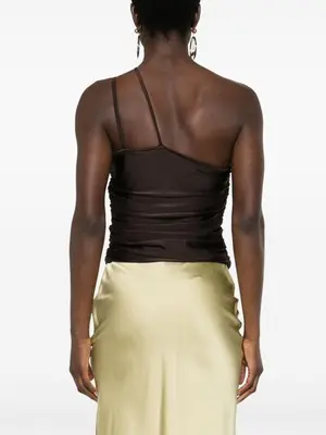 Amen Cut-out Asymmetric Top - Brown