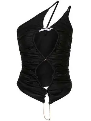 Amen Cut-out Asymmetric Top - Black