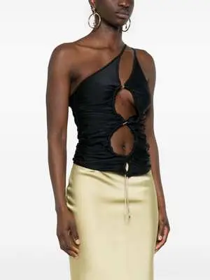 Amen Cut-out Asymmetric Top - Black