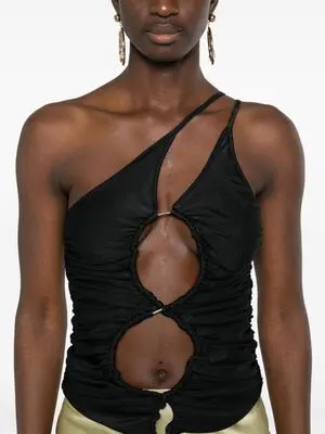 Amen Cut-out Asymmetric Top - Black