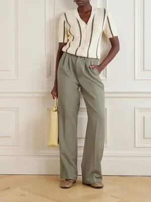 ANINE BING Carrie Pleated Wide-leg Pants