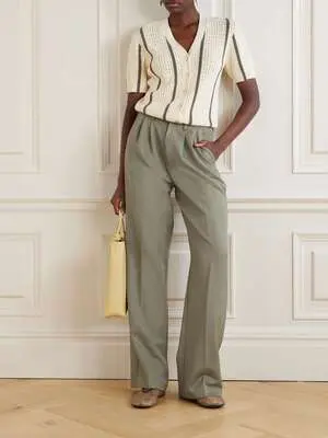 ANINE BING Carrie Pleated Wide-leg Pants
