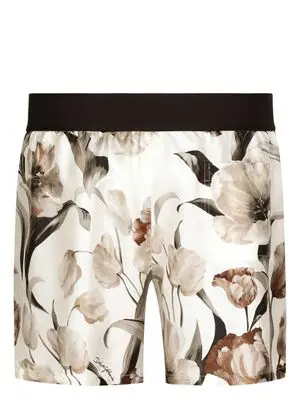 Dolce & Gabbana Floral-print Silk Boxers - White