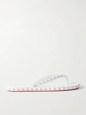 CHRISTIAN LOUBOUTIN Super Loubi Studded Flip Flops - White