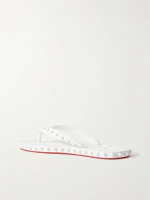 CHRISTIAN LOUBOUTIN Super Loubi Studded Flip Flops - White