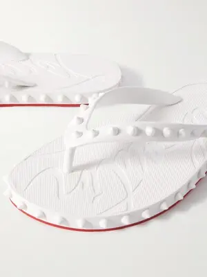 CHRISTIAN LOUBOUTIN Super Loubi Studded Flip Flops - White