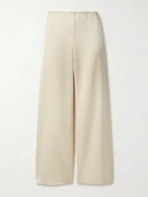 LESET Barb Washed-satin Wide-leg Pants