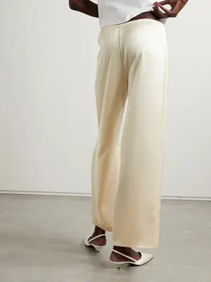 LESET Barb Washed-satin Wide-leg Pants