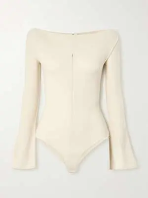 COURREGES Off-the-shoulder Jersey Bodysuit - Off-white