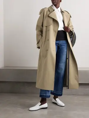 Stella McCartney Belted Double-breasted Cotton-gabardine Trench Coat