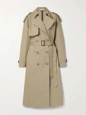 Stella McCartney Belted Double-breasted Cotton-gabardine Trench Coat