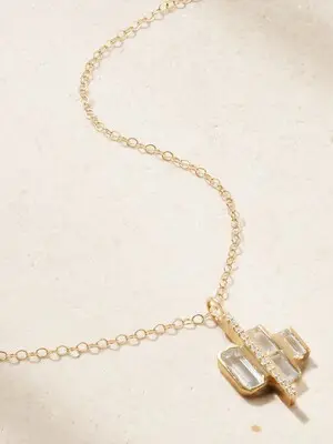 MELISSA JOY MANNING Cityscape Aquamarine And Diamond Necklace - Gold