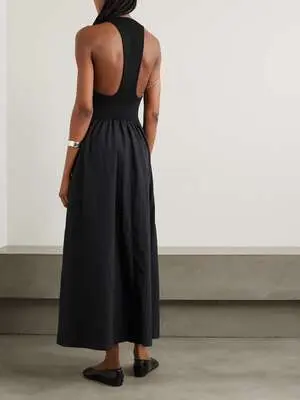 ST. AGNI Ribbed-knit And Poplin Maxi Dress