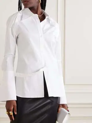 COURREGES Embellished Cotton-blend Poplin Shirt
