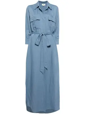 L'Agence Cameron Linen-blend Shirt Dress - Blue