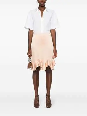 Stella McCartney Ruffled Satin Midi Skirt - Neutrals