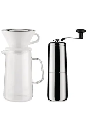 ALESSI Slow Coffee Drip Coffee Machine & Coffee Grinder Set - Silver