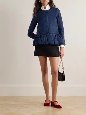 LIBEROWE Denim Peplum Jacket - Blue