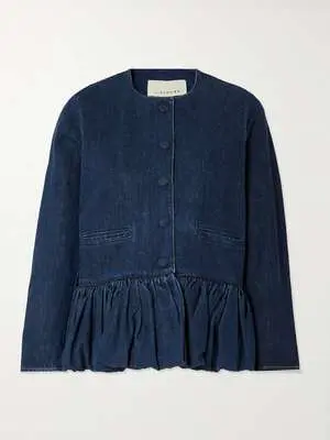 LIBEROWE Denim Peplum Jacket - Blue