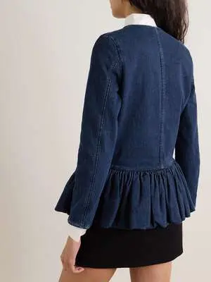 LIBEROWE Denim Peplum Jacket - Blue