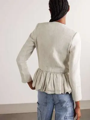 LIBEROWE Linen Peplum Jacket - Sand