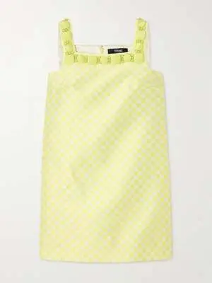 Versace Embellished Checked Mini Dress