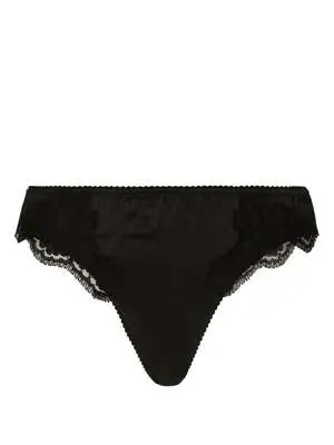 Dolce & Gabbana Lace-trim Satin Thong - Black