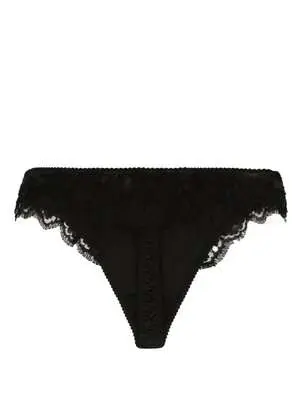 Dolce & Gabbana Lace-trim Satin Thong - Black