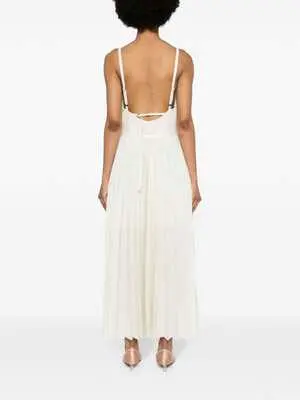 Sacai Pinstriped Pleated Maxi Dress