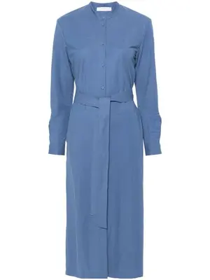 Harris Wharf London Belted Shirt Midi Dress - Blue