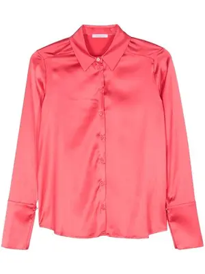 Patrizia Pepe Spread-collar Satin Shirt - Pink