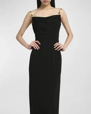 Bottega Veneta Matte Crepe Jersey Midi Dress - Nero
