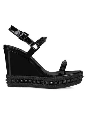 CHRISTIAN LOUBOUTIN Pyraclou 110mm Patent Leather Wedges - Black