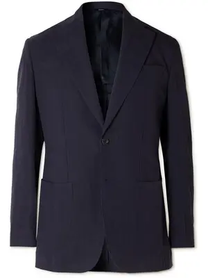 Thom Sweeney Unstructured Linen Suit Jacket - Blue