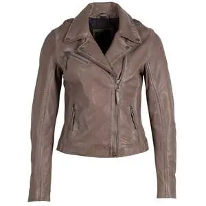 Mauritius Christy Rf Leather Jacket In Taupe Brown