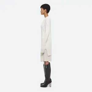 Helmut Lang Embellished Ribbed Knit Sweater Dress - Ivory