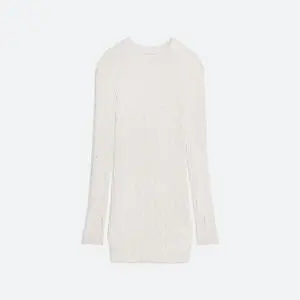 Helmut Lang Embellished Ribbed Knit Sweater Dress - Ivory